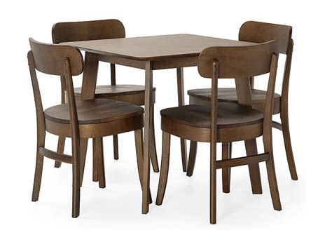 Speltafel Van 80x80 Cm En 4 Eetkamerstoelen Nala In De Kleur Walnoot