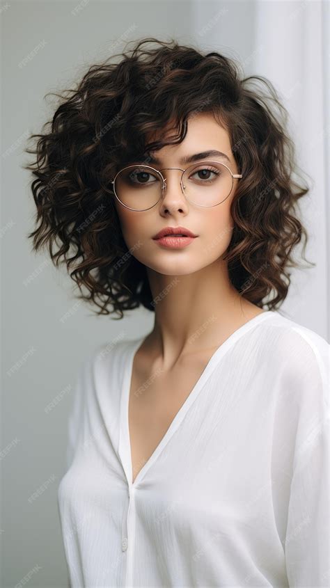 Premium Ai Image Woman Wearing Glasses Short Curly Hair