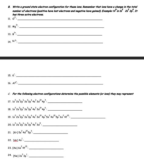 Solved B Write A Ground State Electron Configuration For