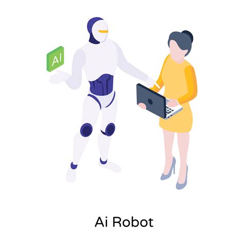 Person Working With Ai Robot An Isometric Icon 7131606 Vector Art At