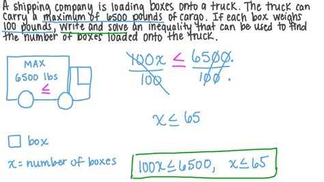 Question Video Writing And Solving Linear Inequalities In A Real World