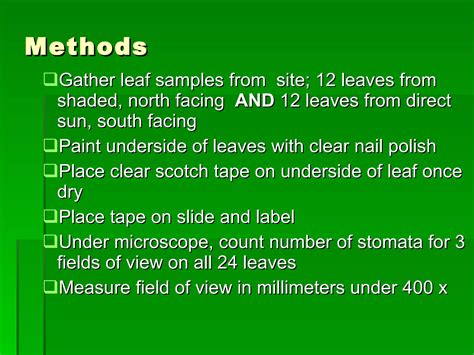 Stomata Density Denzelbreana Ppt