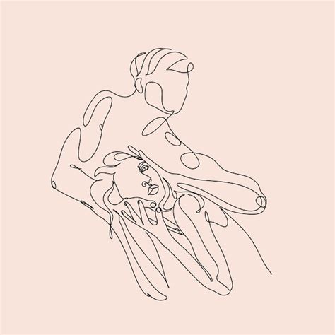 한 줄에 연속 그리기 벡터 일러스트 레이 션을 스트레칭 하는 행복 한 여자 Dancer Dancing Contempo 프리미엄 벡터