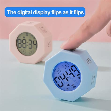 Mini Digital Timer Portable Octagon Touch Control Led Display Flipping Gravity Sensor