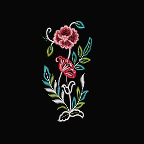 Elegant Floral Embroidery Design Rose Tulip Flower Machine Embroidery