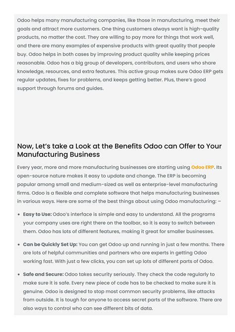 10 Reasons To Choose Odoo Erp For Your Manufacturing Business Pdf
