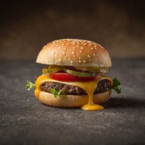 Small Tiny Little Hamburger Cheeseburger Fast Food Burger Stock