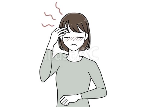 熱が出ている女性 ボブヘアイラスト No 23188266｜無料イラスト・フリー素材なら「イラストac」