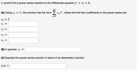 Solved Point Find A Power Series Solution To The Chegg Com