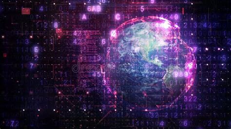 Digital Globe With Binary Code And Hud Animation Stock Footage Video