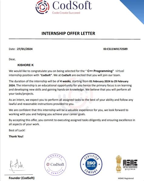 Internship Cplusplus Codsoft Kishore Krishnamurthy