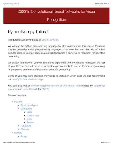 Python Numpy Tutorial Pdf Matrix Mathematics Data Type