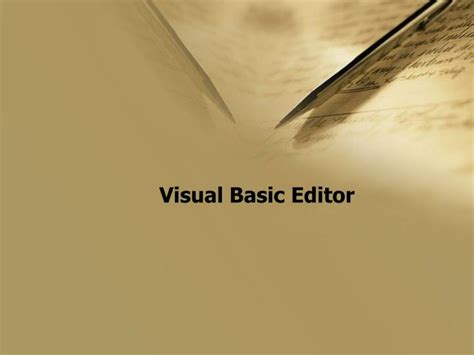 PPT Visual Basic Editor PowerPoint Presentation Free Download ID