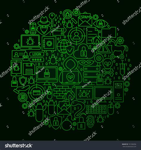 Hacker Line Circle Concept Vector Illustration Stock Vector Royalty Free Shutterstock