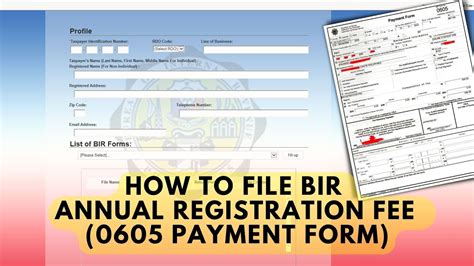 How To File Bir Annual Registration Fee 0605 Payment Form Paano Ang