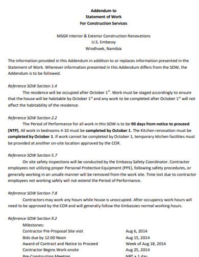 18 Construction Addendum Examples To Download