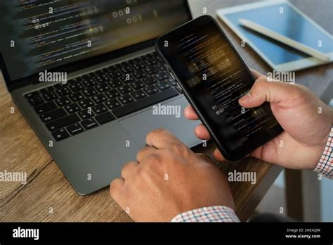 Software Engineer Working On A Laptop Website Application Development Technology Concepts Stock