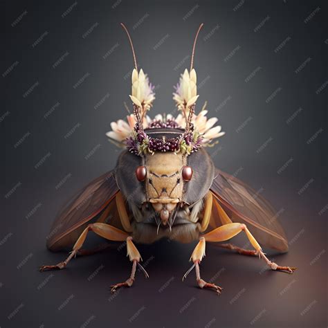 Premium Ai Image Cockroach Roach Insect Pest With Floral Flora Crown