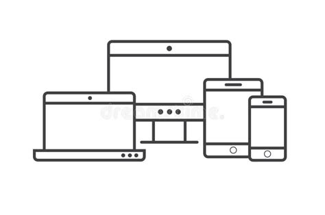 Multi Device Icons Smartphone Tablet Laptop And Desktop Computer Vector Illustration Of