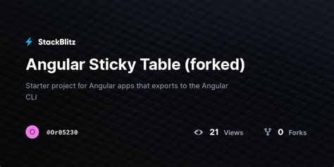 Angular Sticky Table Forked Stackblitz