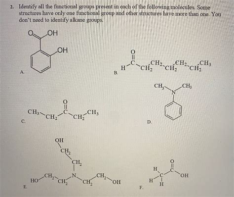 Solved 2 Identify All The Functional Groups Present In Each