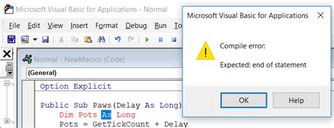 Ms Word Vba Doesnt Accept Dim Variable As Stack Overflow