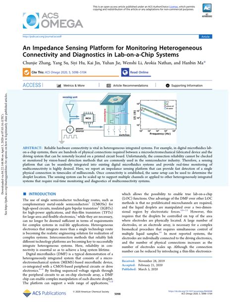 Pdf An Impedance Sensing Platform For Monitoring Heterogeneous Connectivity And Diagnostics In