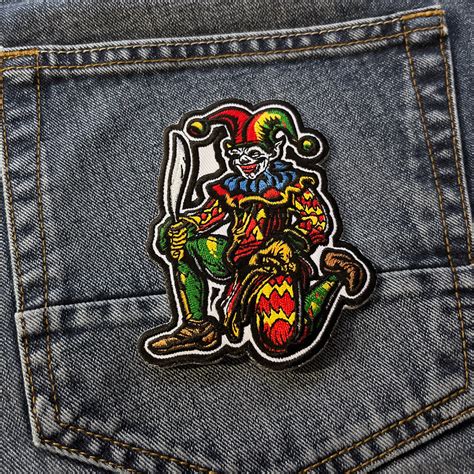 Embroidered Jester Sword Iron On Sew On Patch Patchers