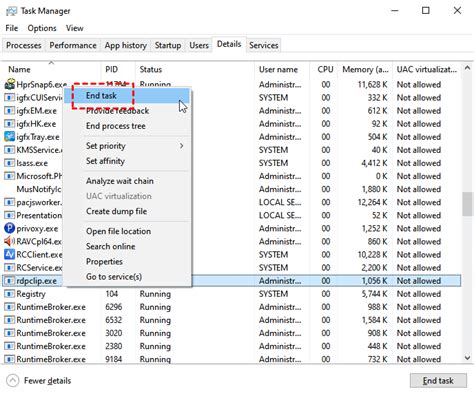 Unable To Copy And Paste To And From Remote Desktop Session In Windows