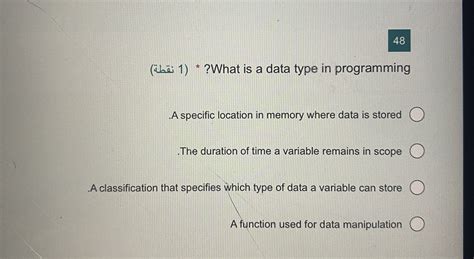 Solved What Is A Data Type In ProgrammingA Specific Chegg
