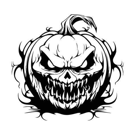 Scary Halloween Pumpkin Jack O Lanterns Black And White Icon Pumpkin Sketch Halloween