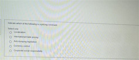 solved indicate which of the following is a pricing
