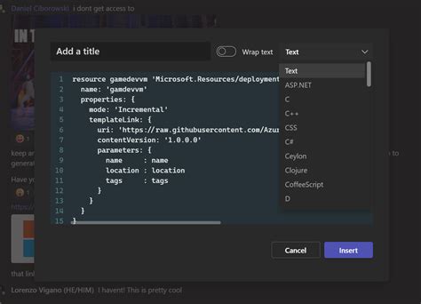 support for bicep formatting in microsoft teams · issue 7712 · azure