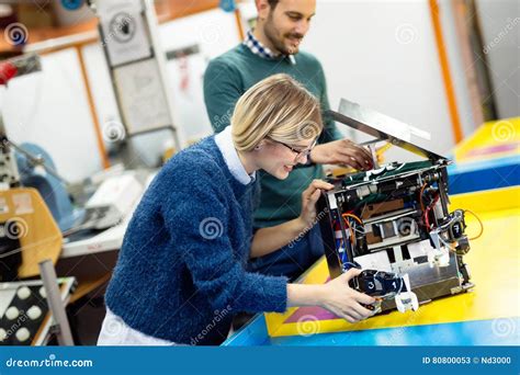 Engineering Robotics Class Teamwork Stock Image Image Of Digital Research 80800053