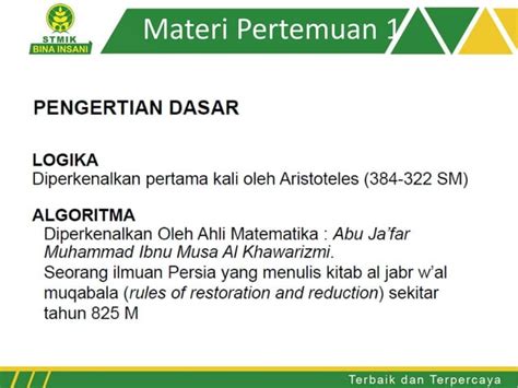 Pertemuan 1 Pengertian Dasar Logika Pdf