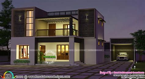 Flat Roof 3680 Sq Ft 3 Bedroom Home Kerala Home Design And Floor