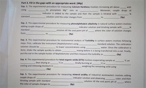 Solved Part 3 Fill In The Gaps With An Appropriate Word