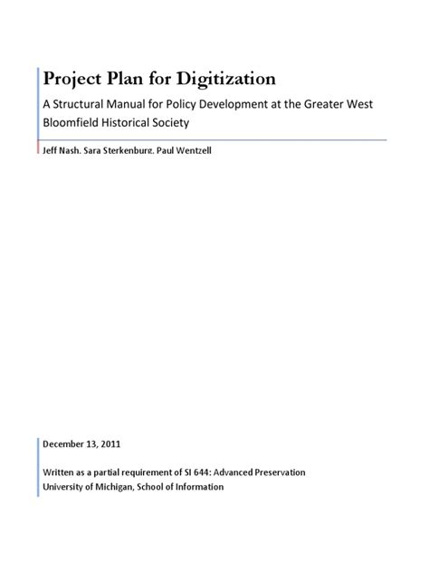 Digitization Project Plan Pdf Museum Metadata