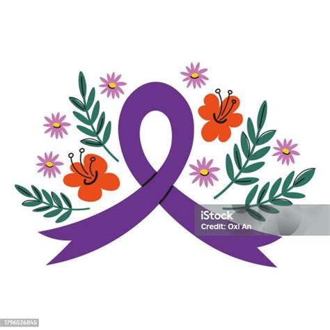 세계 간질의 날 손으로 그린 벡터 일러스트 레이 션 보라색 날 26 3 월에 대 한 고립 된 배경 보라색 리본과 꽃으로 디자인 인쇄 배너 배경 종이 서식 파일에 대 한 만화