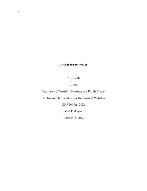 Cristina Ma Critical Self Reflection Smf 204 Critical Self Reflection