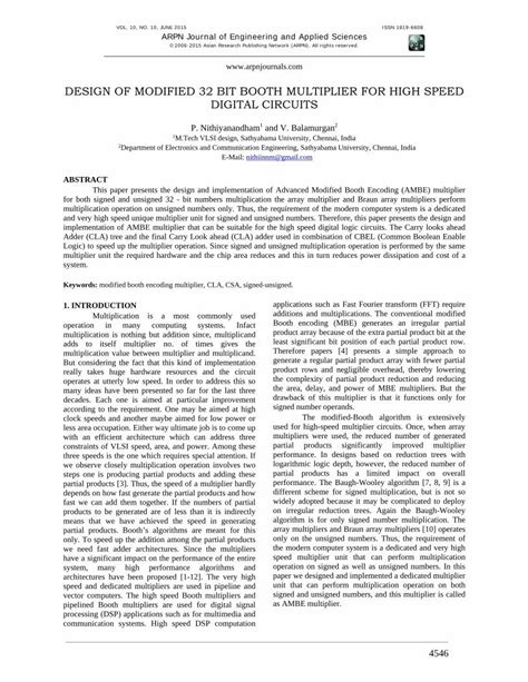 Pdf Design Of Modified 32 Bit Booth Multiplier · Design Of