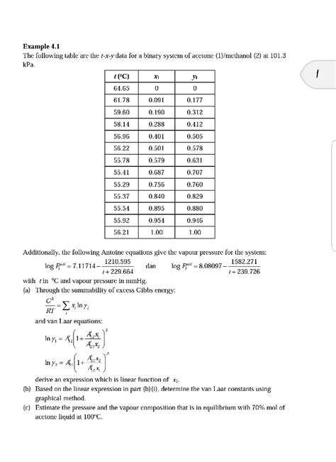 Example 41 The Following Table Are The X Y Data For