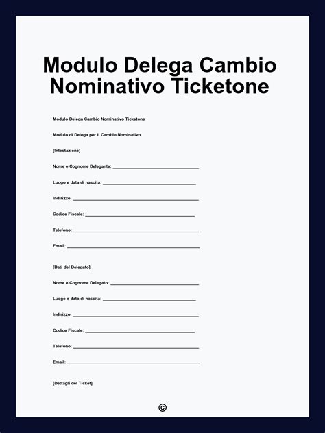 Modulo Delega Cambio Nominativo Ticketone