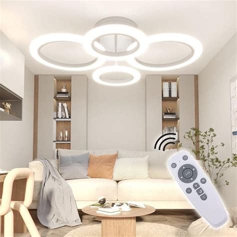 Moderne Led Plafondlamp Dimbaar Afstandsbediening Met 4 Ringen 48 W
