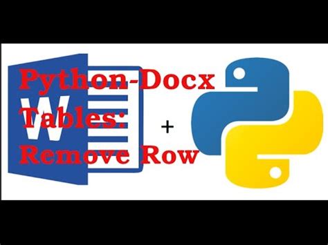 Python Docx Tables Removing A Row Under Minute Youtube