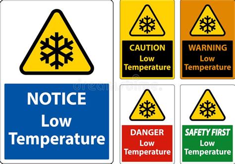 Caution Low Temperature Symbol And Text Safety Sign Stock Vector Illustration Of Icon Notice