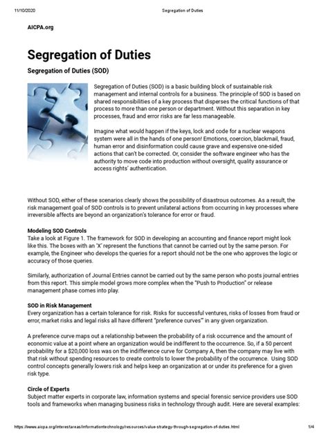 Segregation Of Duties Pdf Inventory Risk