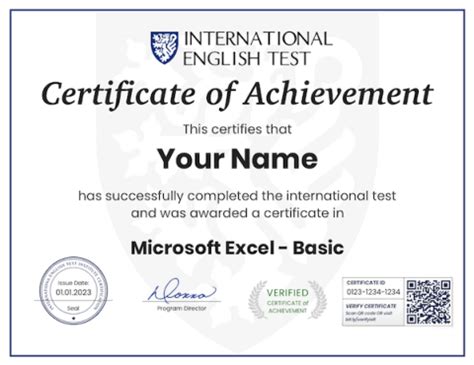 Microsoft Excel Certification International English Test