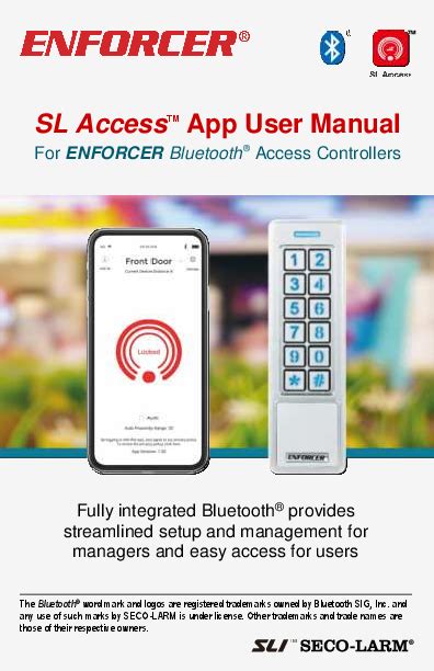 seco larm sl access™ app user manual for enforcer bluetooth® access controllers