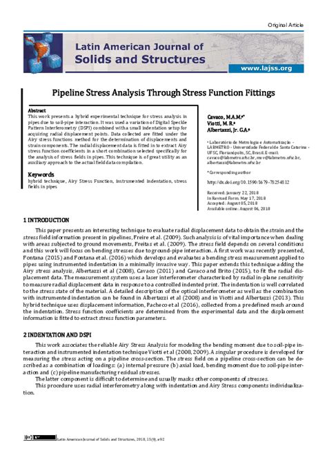 Pdf Pipeline Stress Analysis Through Stress Function Fittings
